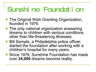 Sunshine Foundation Dream Village | PPT