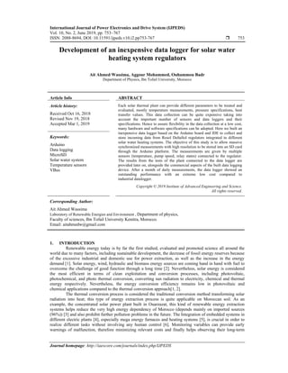 Development of an inexpensive data logger for solar water heating ...