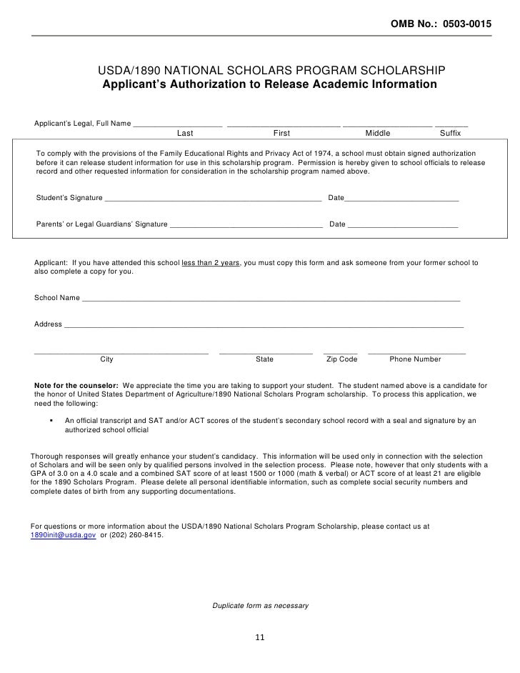 2011 fillable usda 1890 national scholars high school application