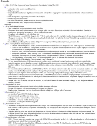 2011 harassment and discrimination training | PDF