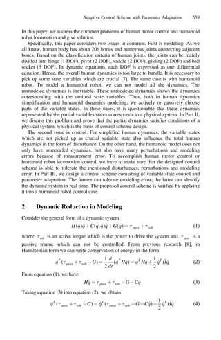 Adaptive Control Scheme with Parameter Adaptation - From Human Motor Control to Humanoid Robot ...