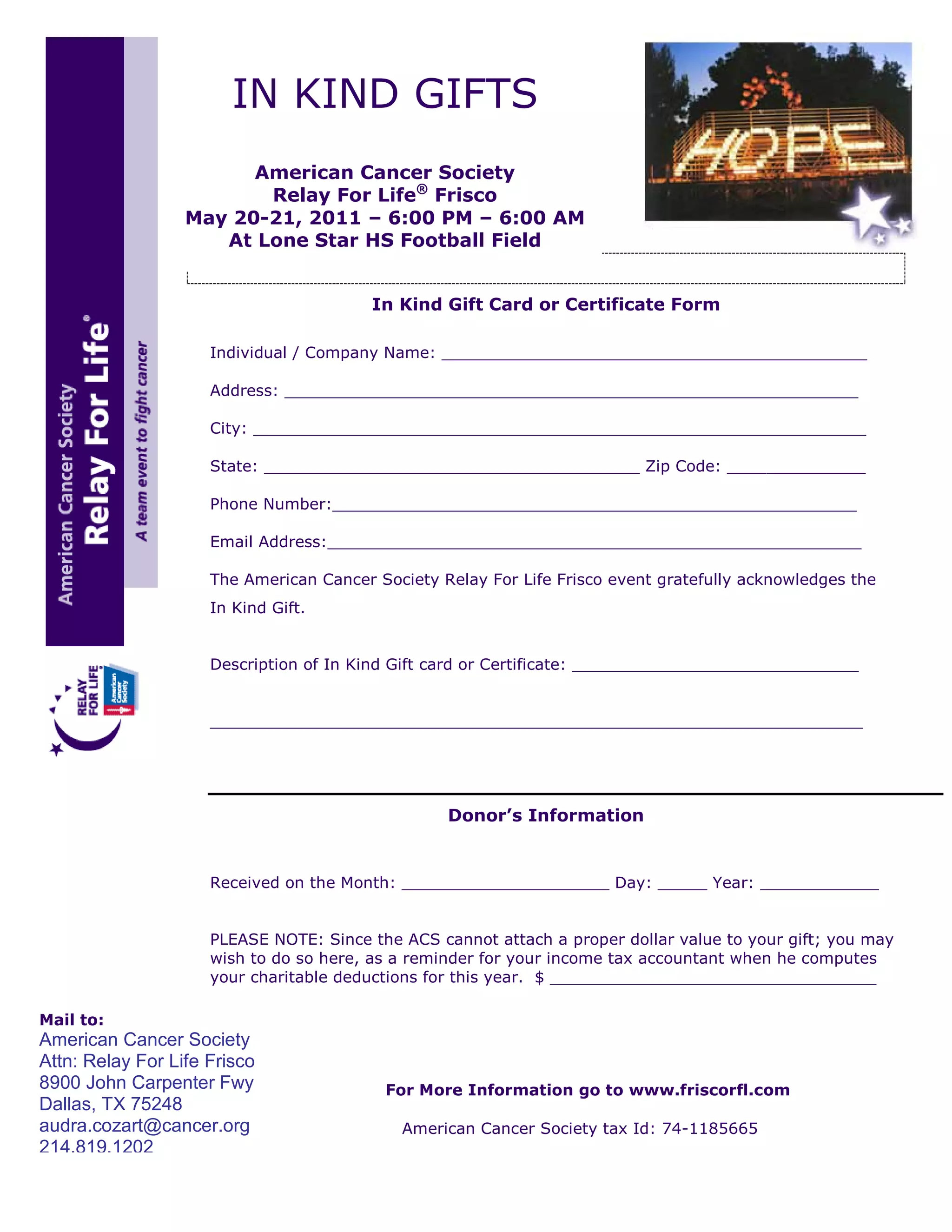 In Kind Donation Form | PDF