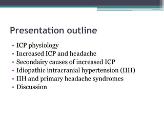 Intracranial hypertension and headache | PPT