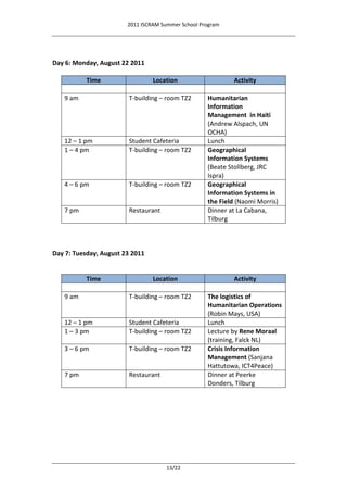 2011 iscram summerschoolprogrambook | PDF