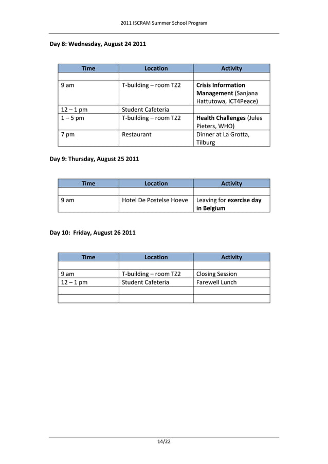 2011 iscram summerschoolprogrambook | PDF