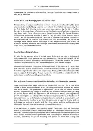 2011 iscram summerschoolprogrambook | PDF