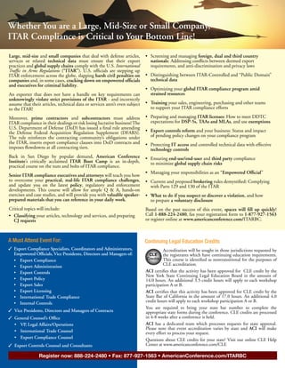 February 15-17, 2011 - ITAR Boot Camp Brochure | PDF