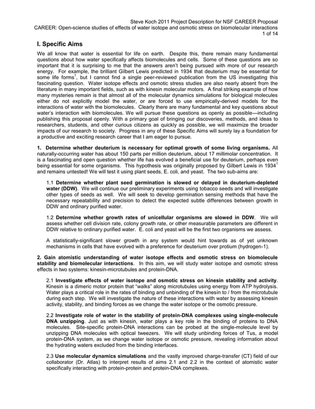 2011 NSF CAREER_Steve Koch Full Project Description | PDF