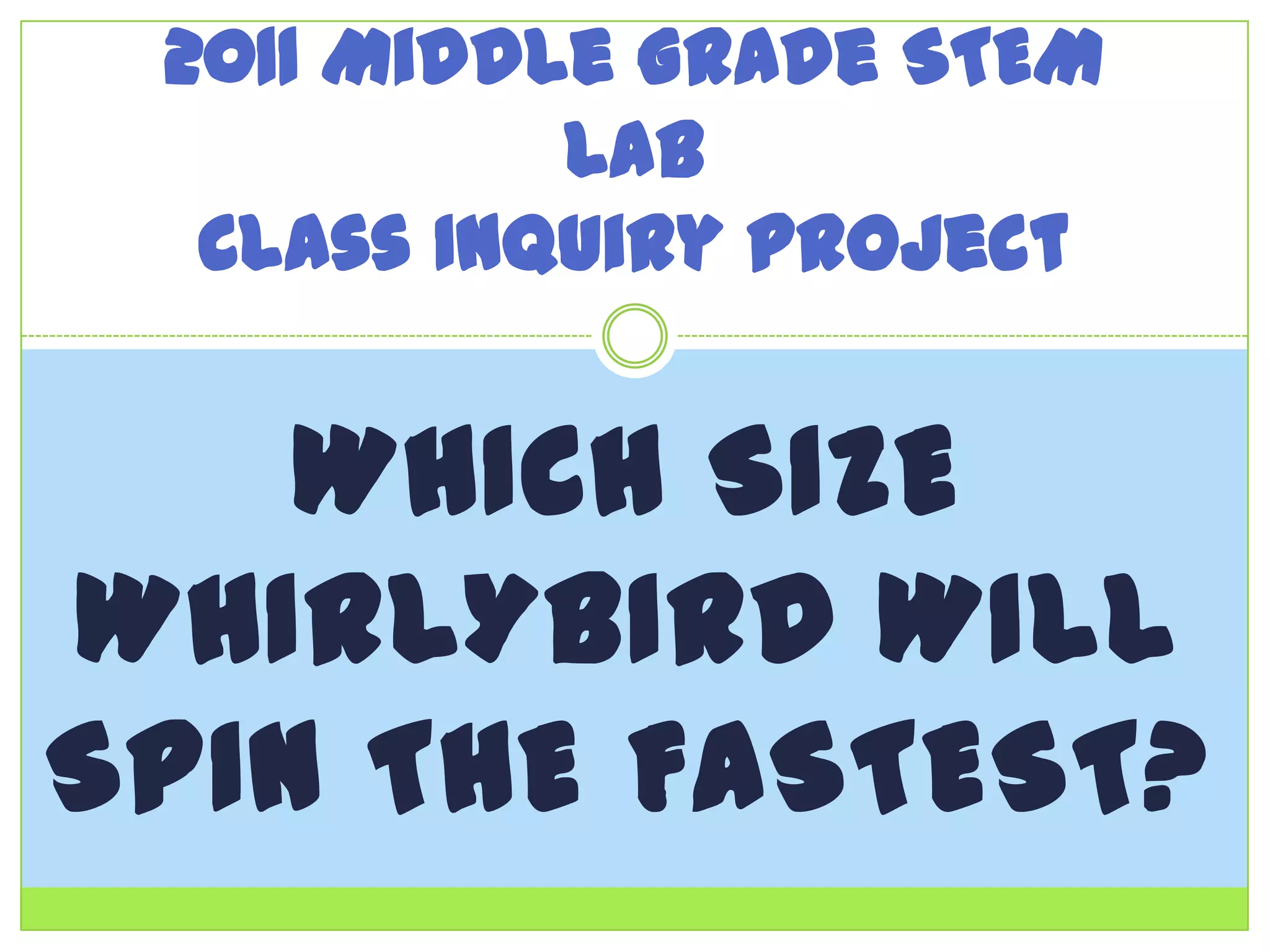 2011 Middle Grades Stem Lab Whirlybird Project | PPT