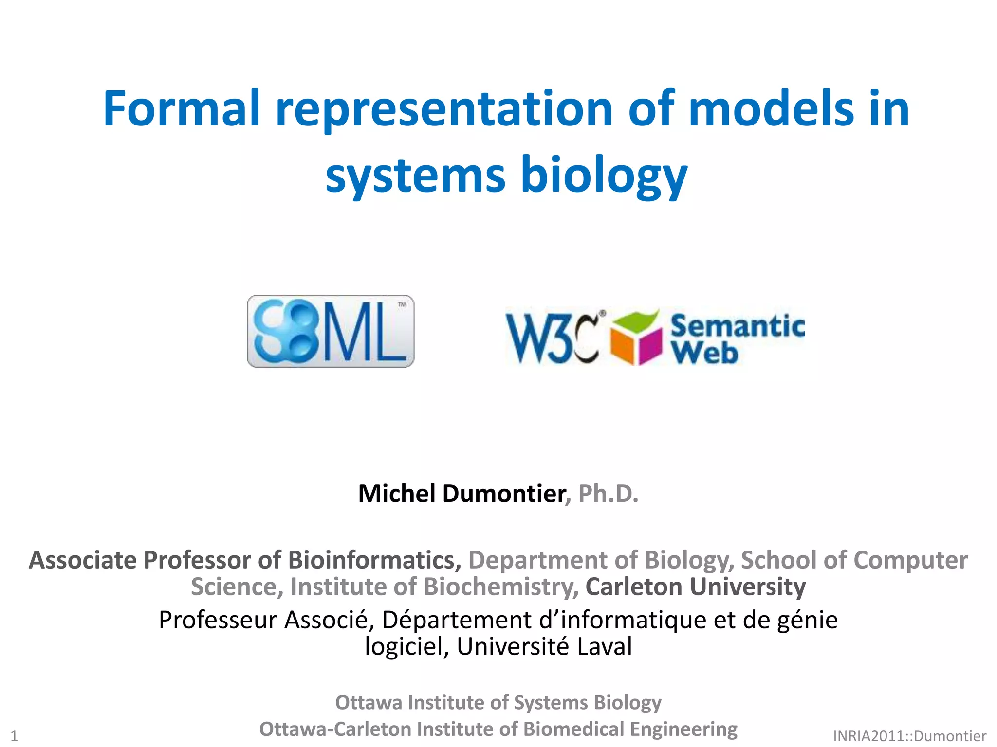 Formal representation of models in systems biology | PPT