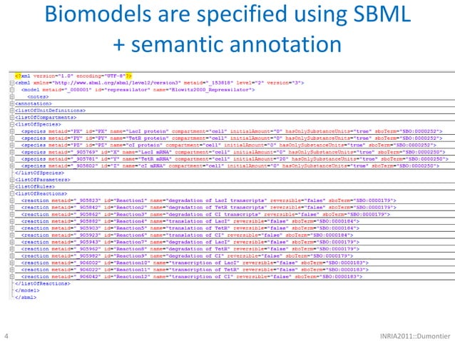 Formal representation of models in systems biology | PPT
