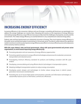 2011 National Energy Policy Recommendations IEEE-USA | PDF | Power and ...