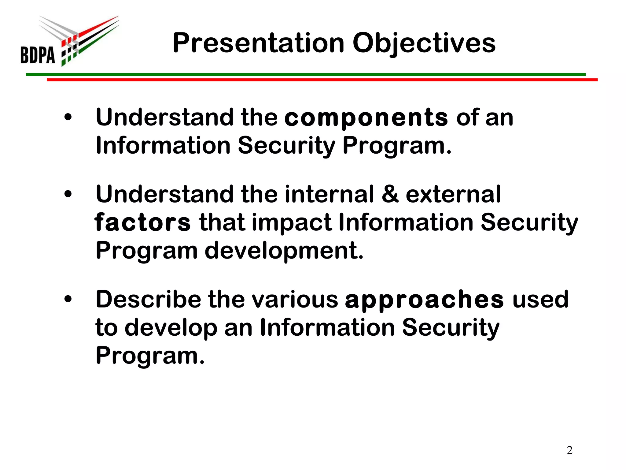 Developing An Information Security Program Ppt
