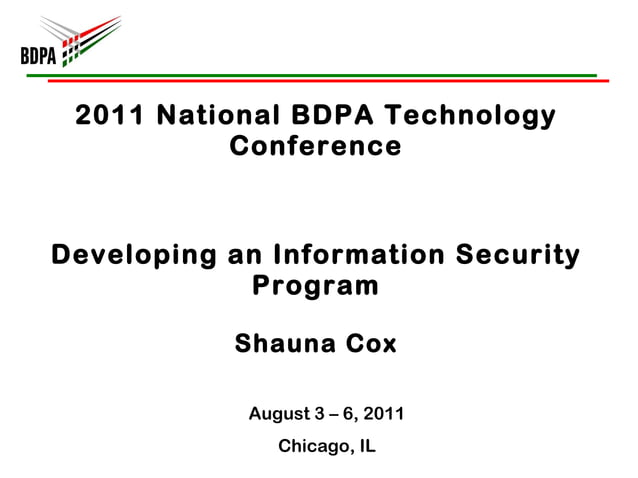 Developing An Information Security Program Ppt