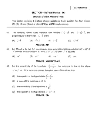 IIT-JEE Advanced 2011 Question Paper 1 | PDF