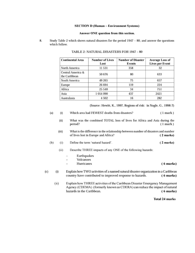 CSEC GEOGRAPHY PAST PAPER- PAPER 2- 2011 | PDF