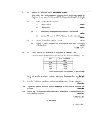 CSEC GEOGRAPHY PAST PAPER- PAPER 2- 2011 | PDF