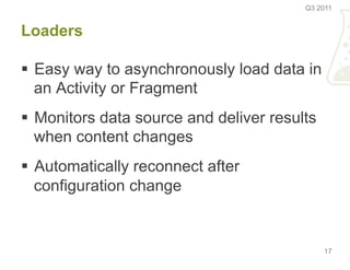 Introduction to Honeycomb APIs - Android Developer Lab 2011 Q3 | PPT