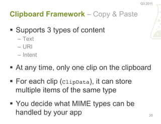 Introduction to Honeycomb APIs - Android Developer Lab 2011 Q3 | PPT