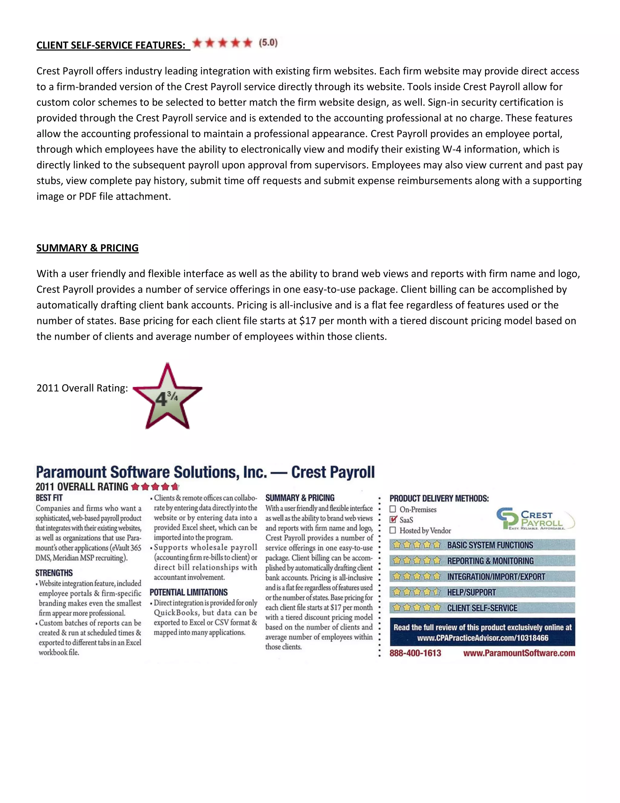 2011 Review Of Crest Payroll | PDF