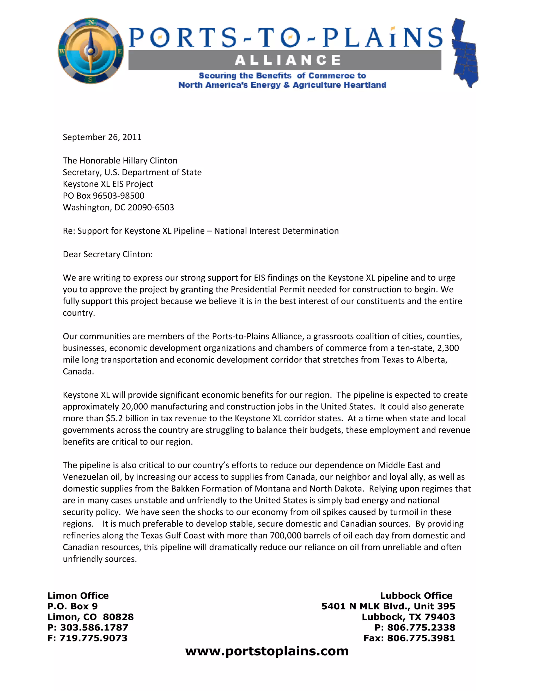 Keystone XL Letter by Elected Officials and BOD | PDF