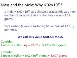 2011 topic 01 lecture 1 - the mole and avogadro's constant | PPTX