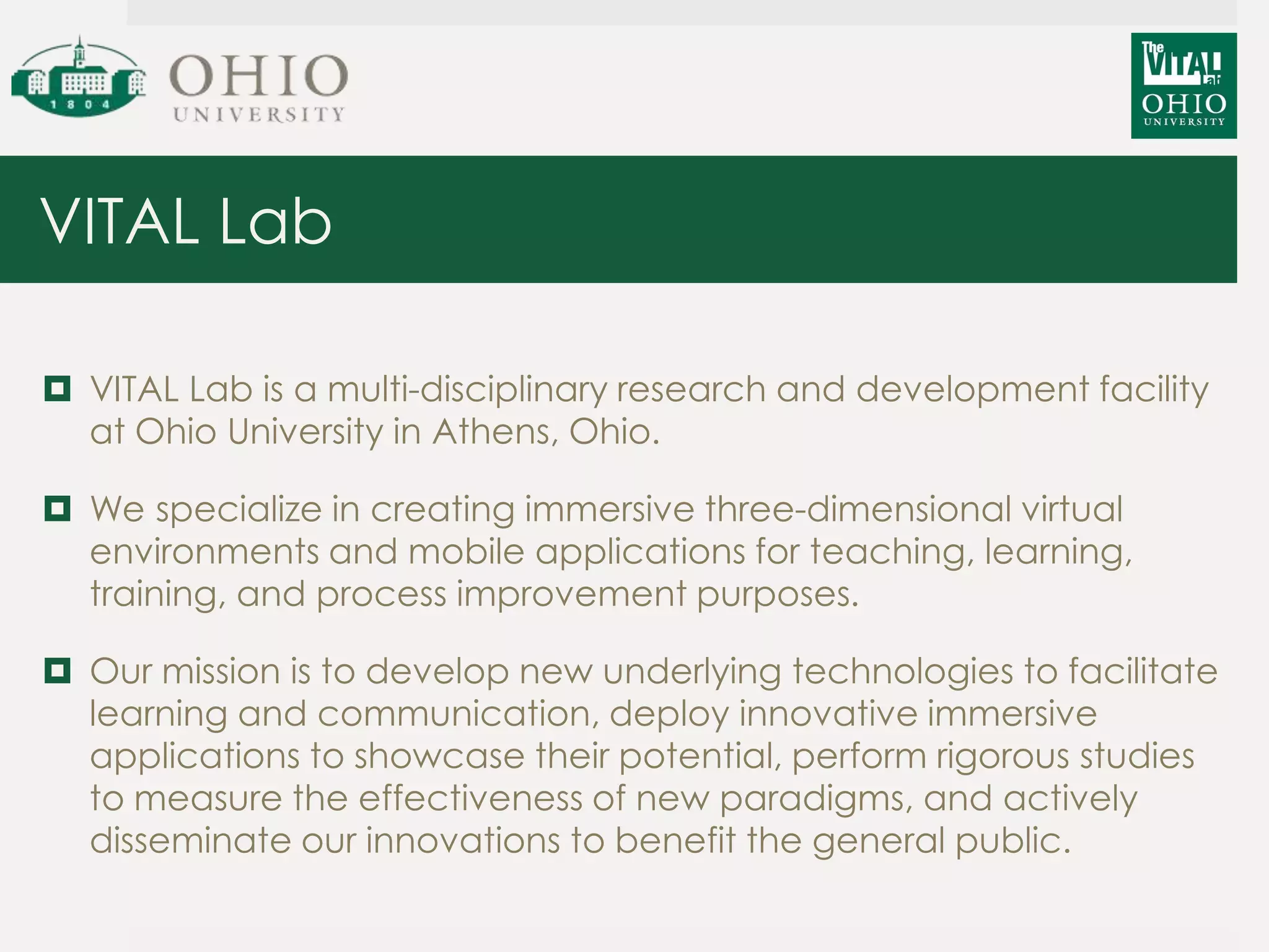 VITAL Lab Overview | PPTX | Technology & Computing