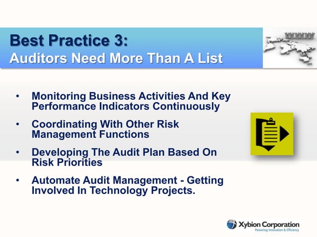 Xybion - best practices for audit management - final | PPT