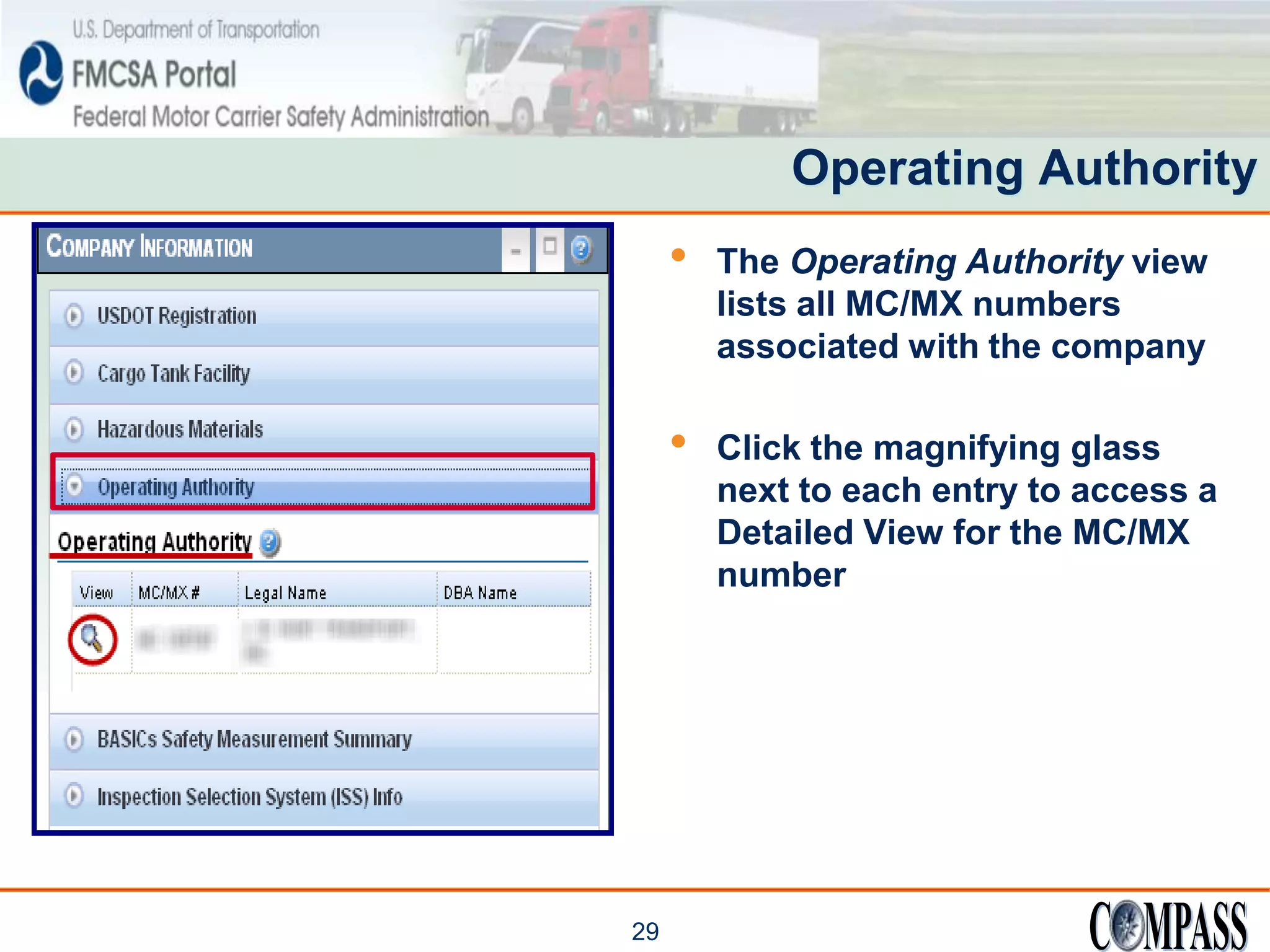 FMCSA Portal and the Inspection Selection System | PPTX