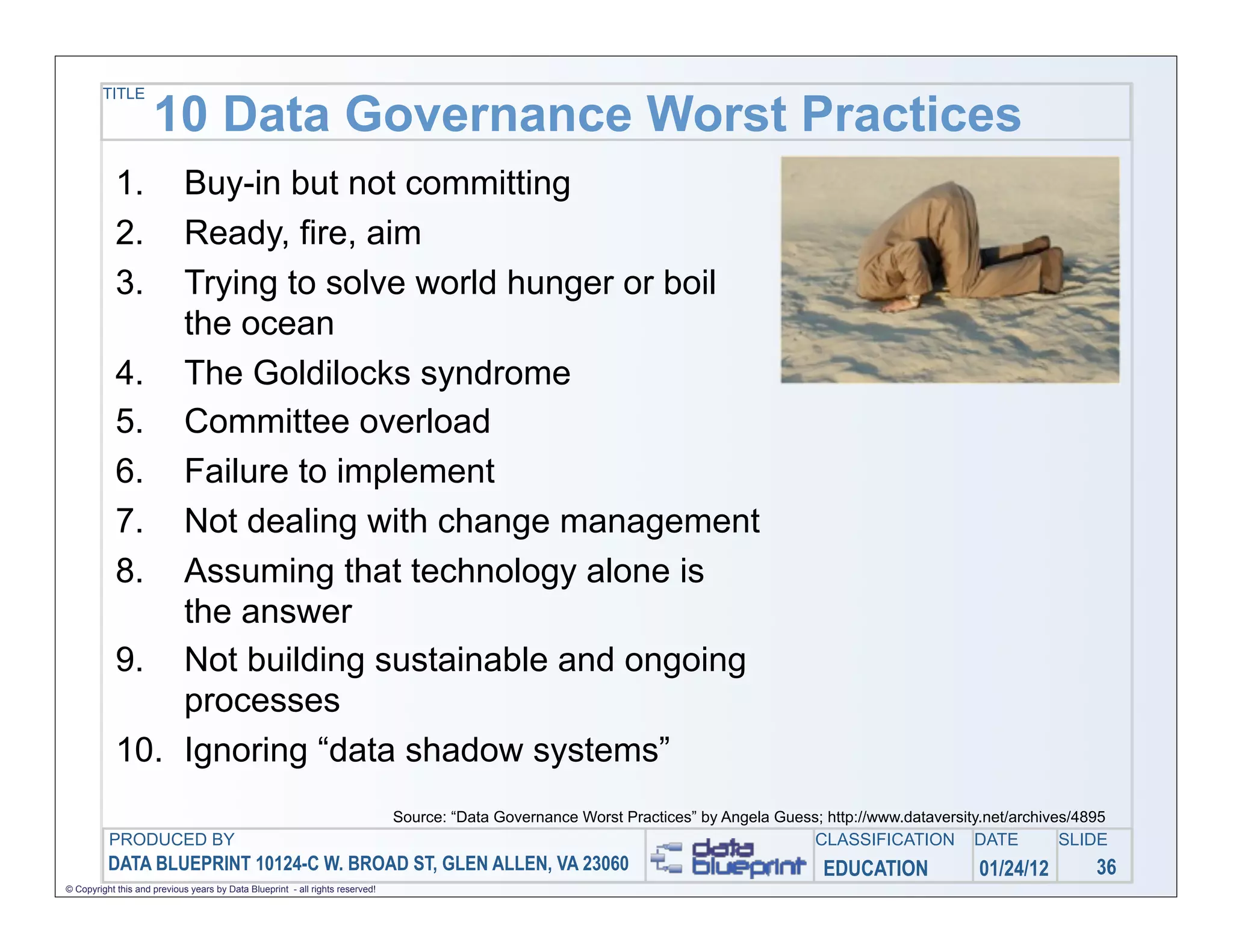 Data-Ed Online: Making the Case for Data Governance | PDF | Databases | Computer Software and ...