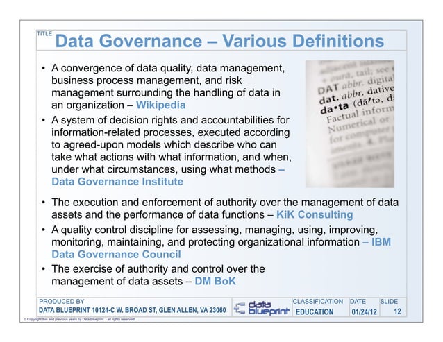 Data-Ed Online: Making the Case for Data Governance | PDF | Databases | Computer Software and ...