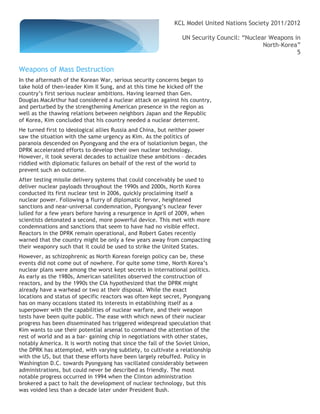 KCL MUN Study Guide - Nuclear Weapons in North Korea (07/02/2012) | PDF