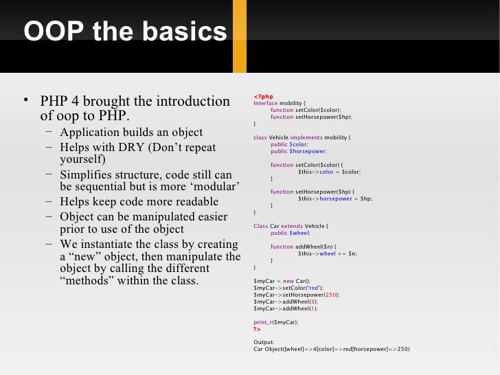 Intro to OOP and new features in PHP 5.3