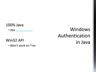 WAFFLE: Windows Authentication in Java | PPT