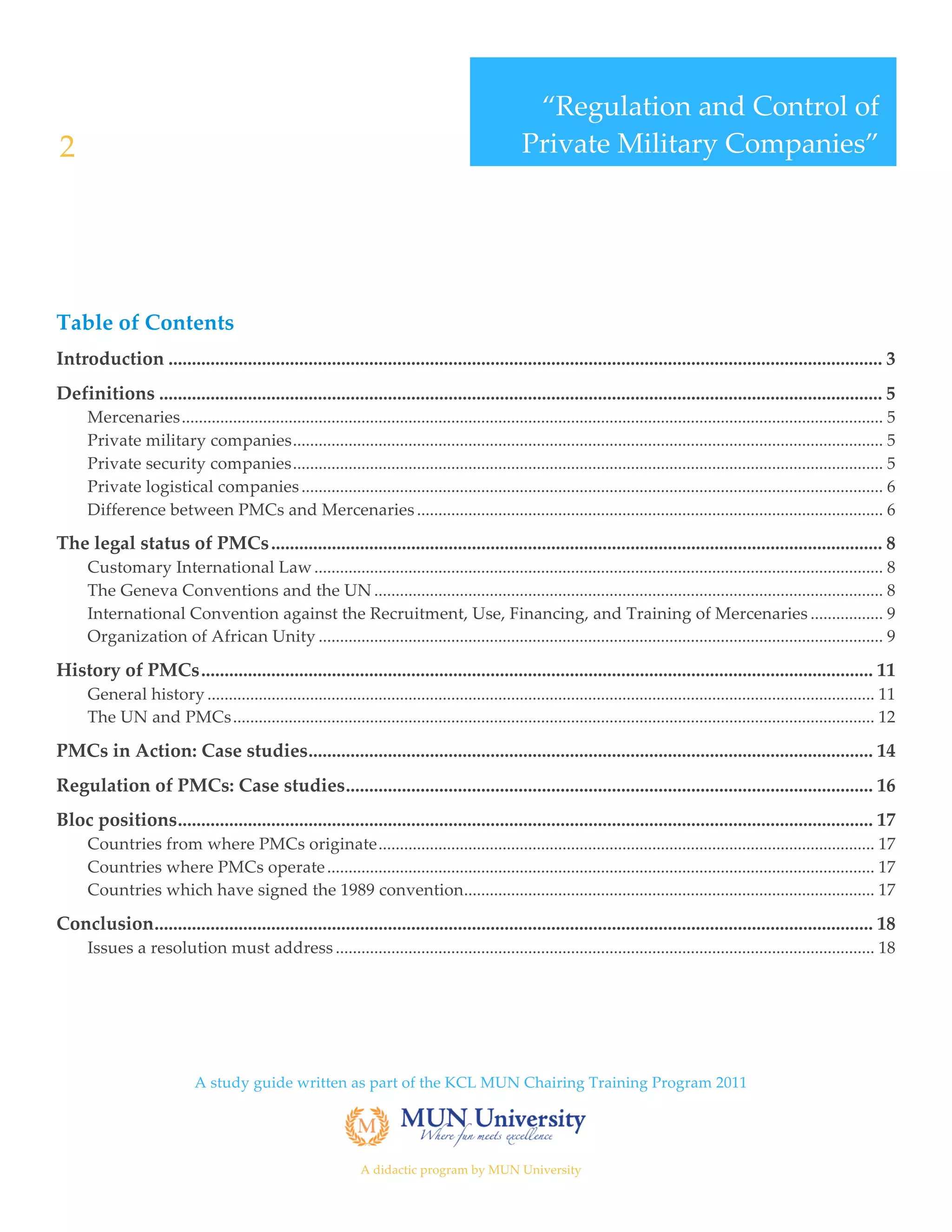 KCL MUN Study Guide - Private Military Companies (28/02/2012) | PDF