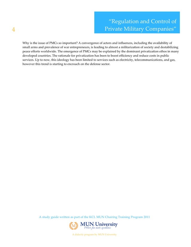 KCL MUN Study Guide - Private Military Companies (28/02/2012) | PDF
