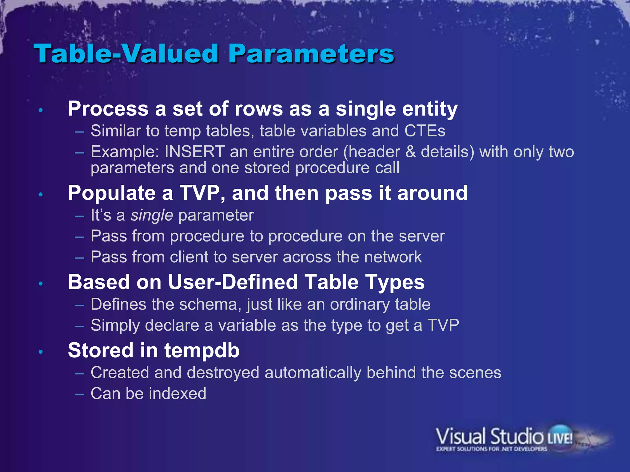 SQL Server Workshop for Developers - Visual Studio Live! NY 2012