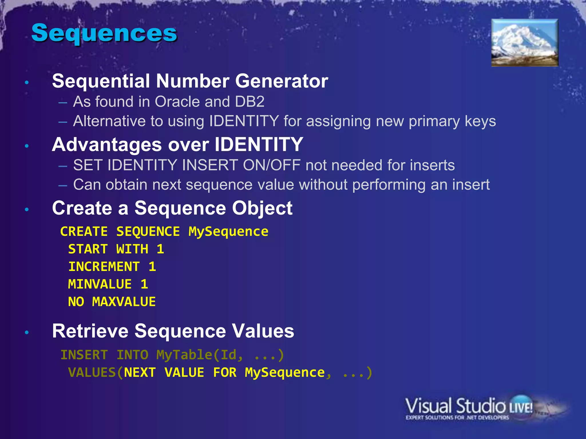 SQL Server Workshop for Developers - Visual Studio Live! NY 2012