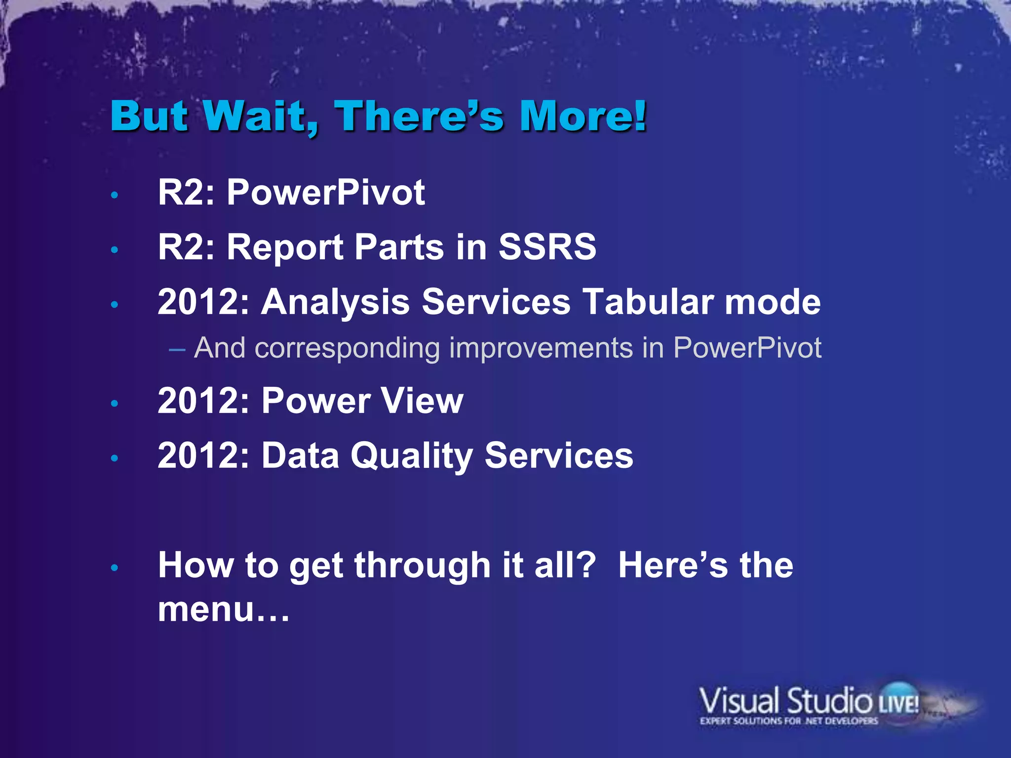 SQL Server Workshop for Developers - Visual Studio Live! NY 2012