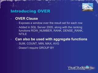 SQL Server Workshop for Developers - Visual Studio Live! NY 2012 | PPT