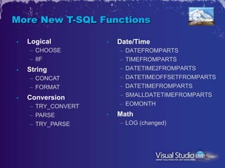SQL Server Workshop for Developers - Visual Studio Live! NY 2012 | PPT