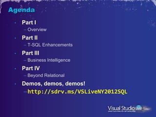 SQL Server Workshop for Developers - Visual Studio Live! NY 2012 | PPT