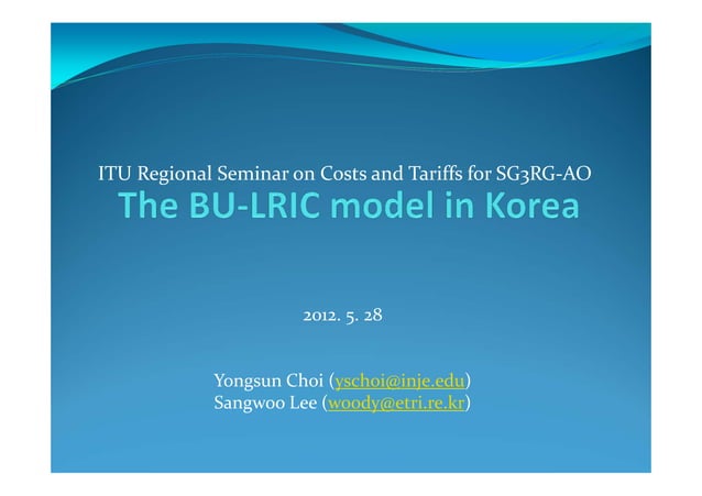 The BU-LRIC model and S/W system developed in Korea | PDF