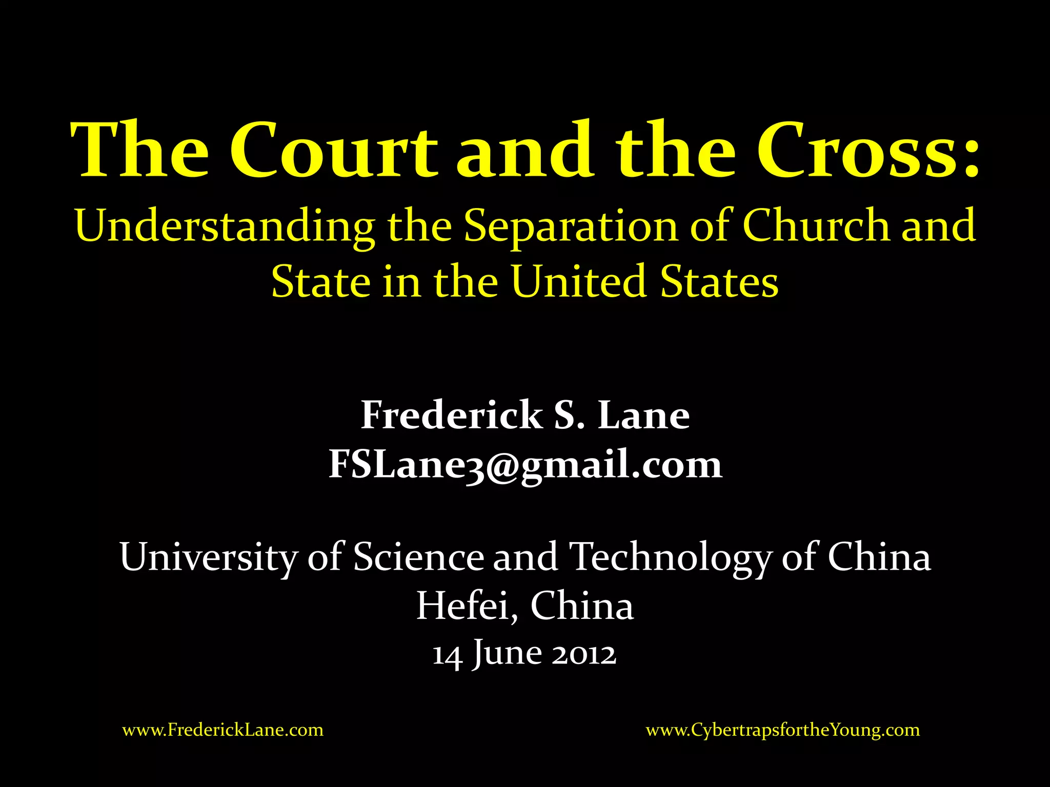 The Court and the Cross: Understanding the Separation of Church and ...