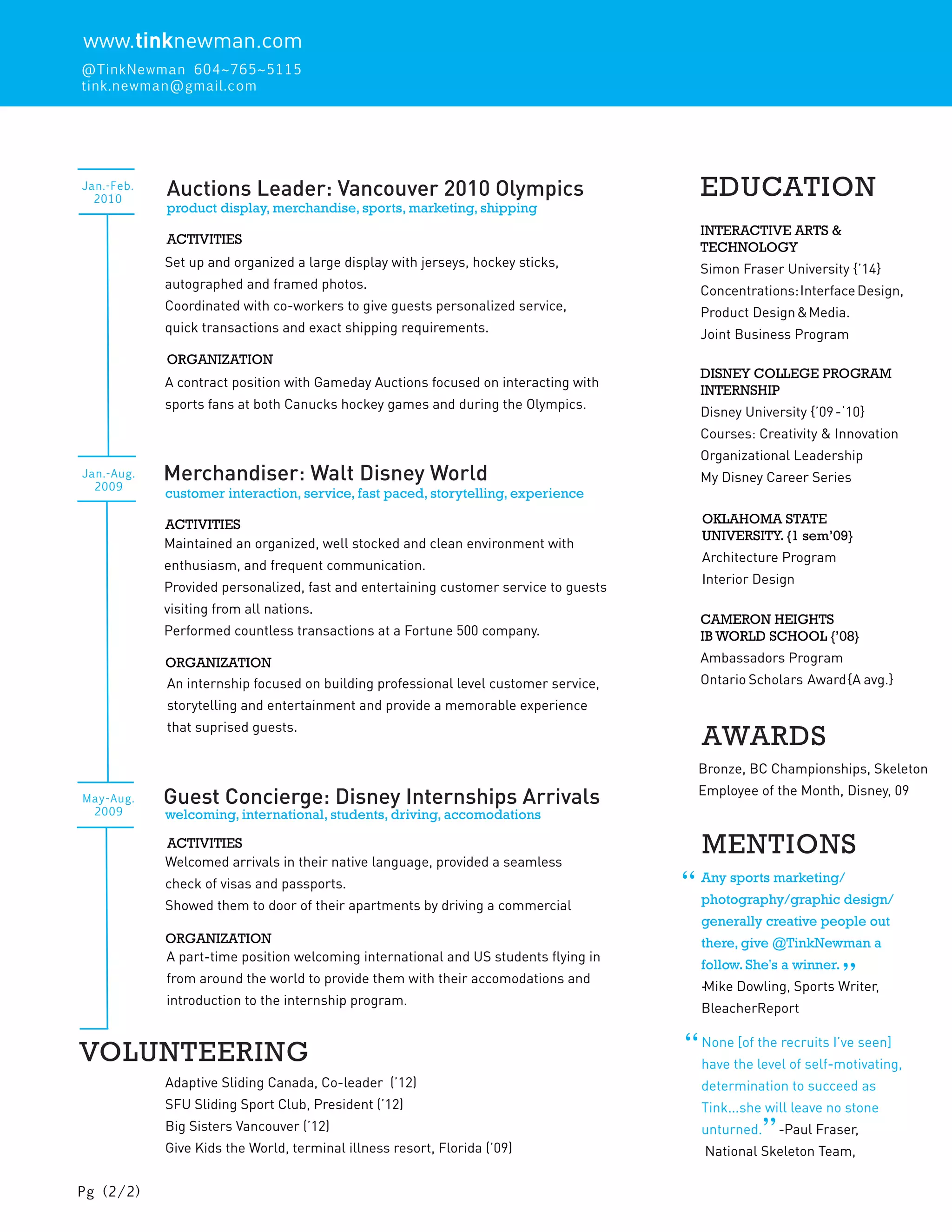 June 2012 Resume - Tink Newman | PDF