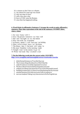 The sentence - word order | DOC