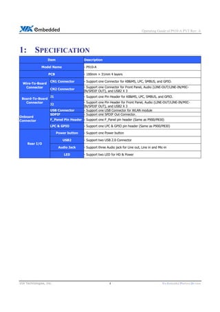 VIA EPIA-P910-A Front I/O extender card | PDF