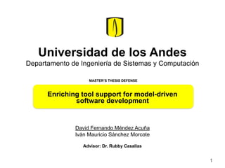 Enriching Tool Support for Model-Driven Software Development | PPT