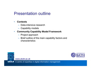 Developing a Community Capability Model Framework for data-intensive ...