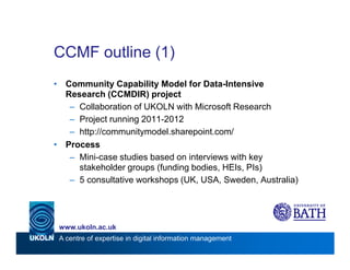 Developing a Community Capability Model Framework for data-intensive ...